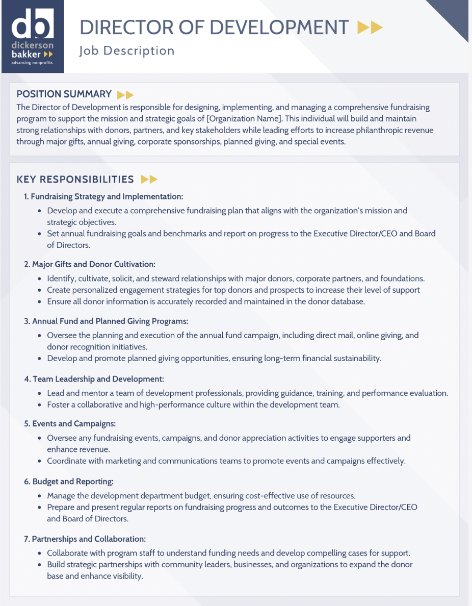 Director of Development Sample Job Description